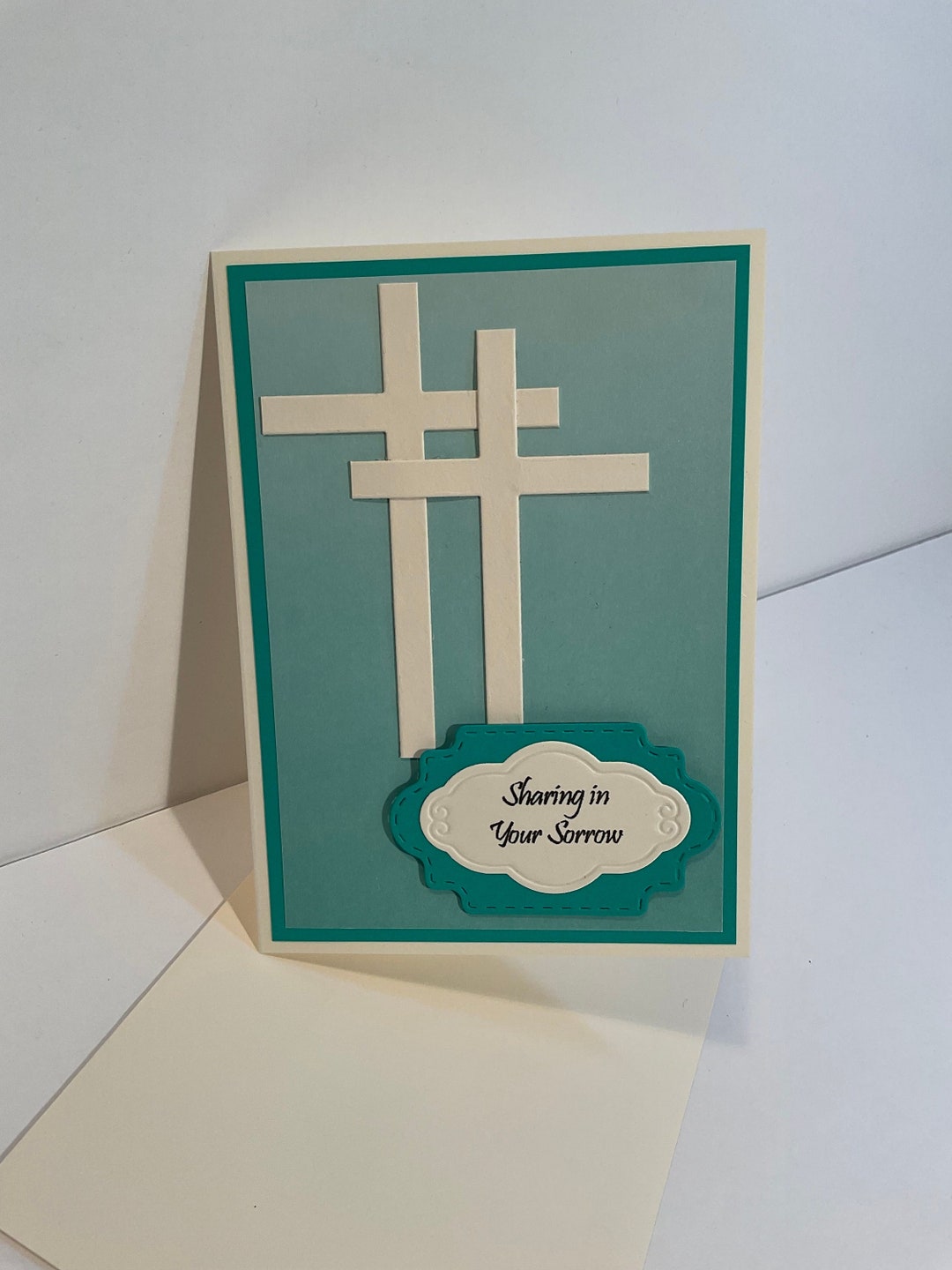 Ombré Shaded Turquoise and Cross Sympathy Card - Etsy