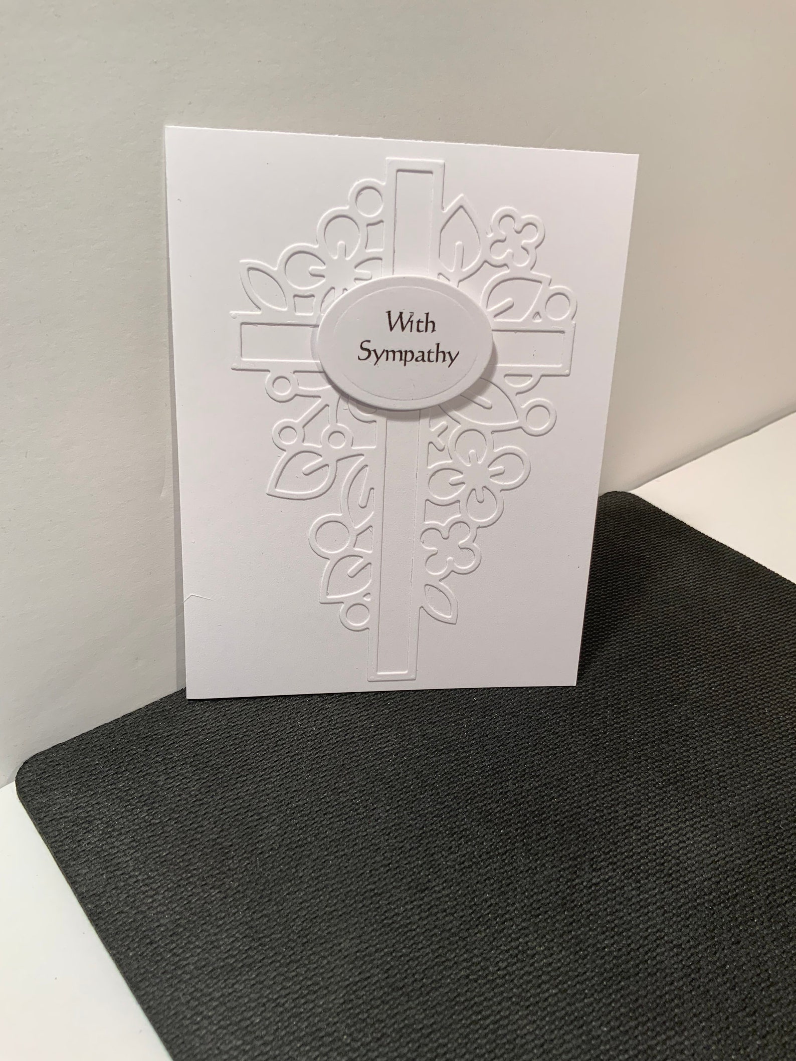 White on White Floral Die Cut Cross Multi Purpose Blank or ...