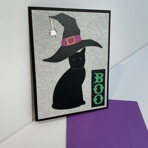 Black Cat Witch Hat Halloween Card - Etsy