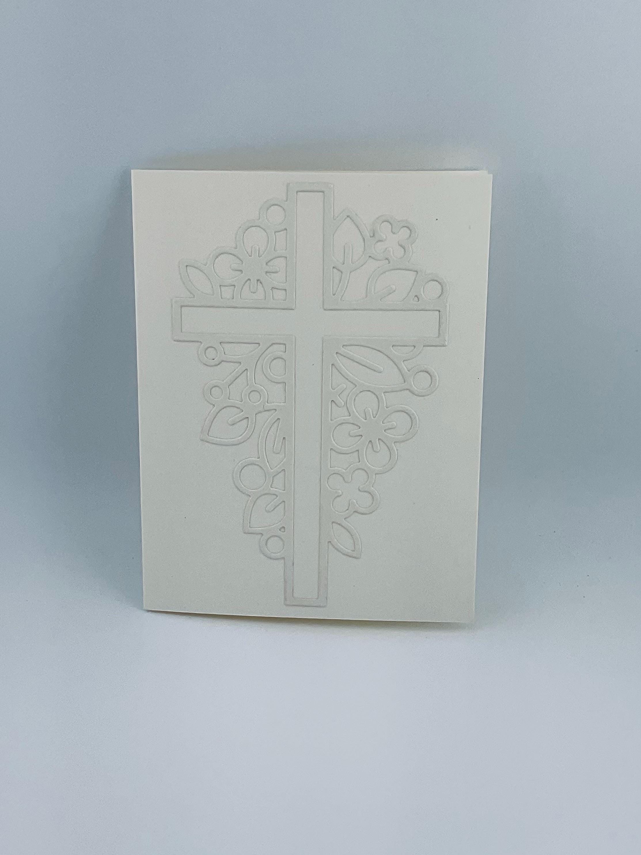 Ivory on Ivory Floral Die Cut Cross Multi Purpose Blank Card - Etsy