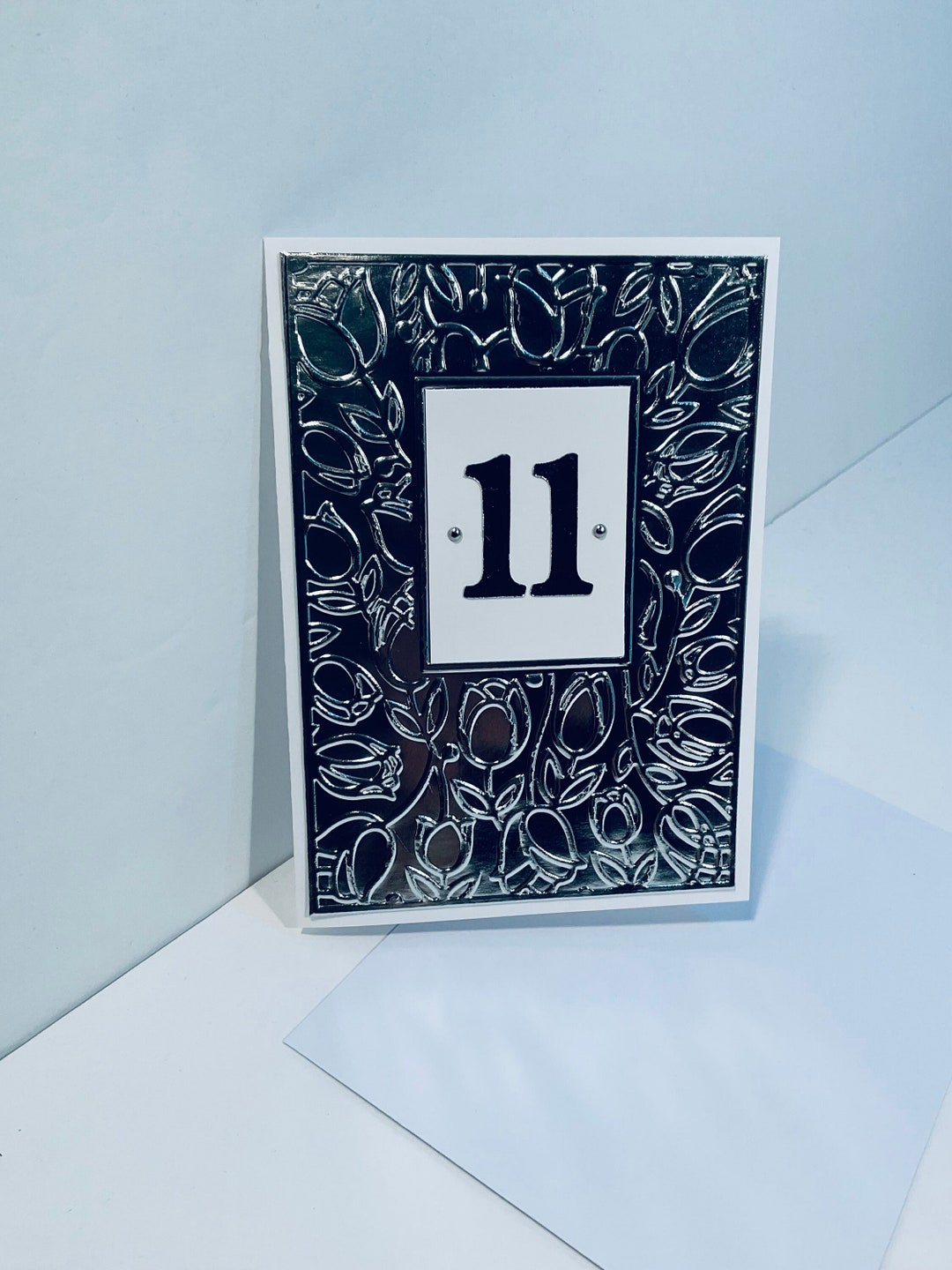 11th (traditional Symbol Steel) Embossed Anniversary Card - Etsy