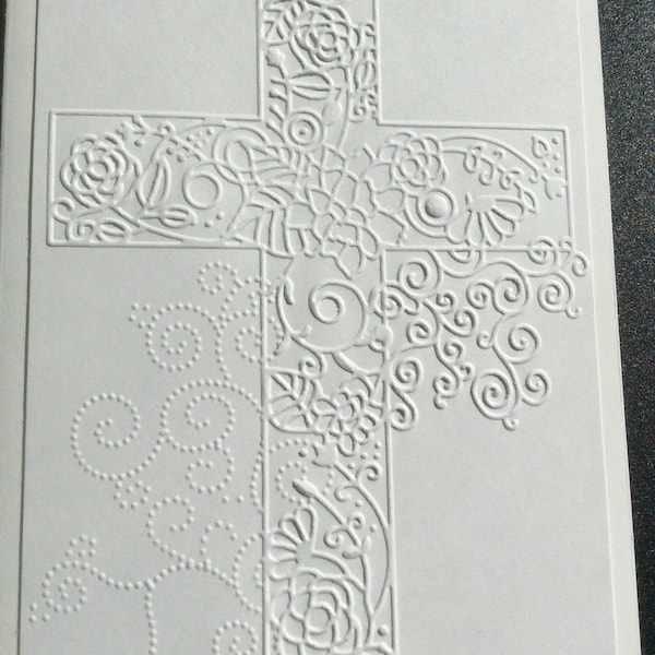White Embossed Cards - Etsy