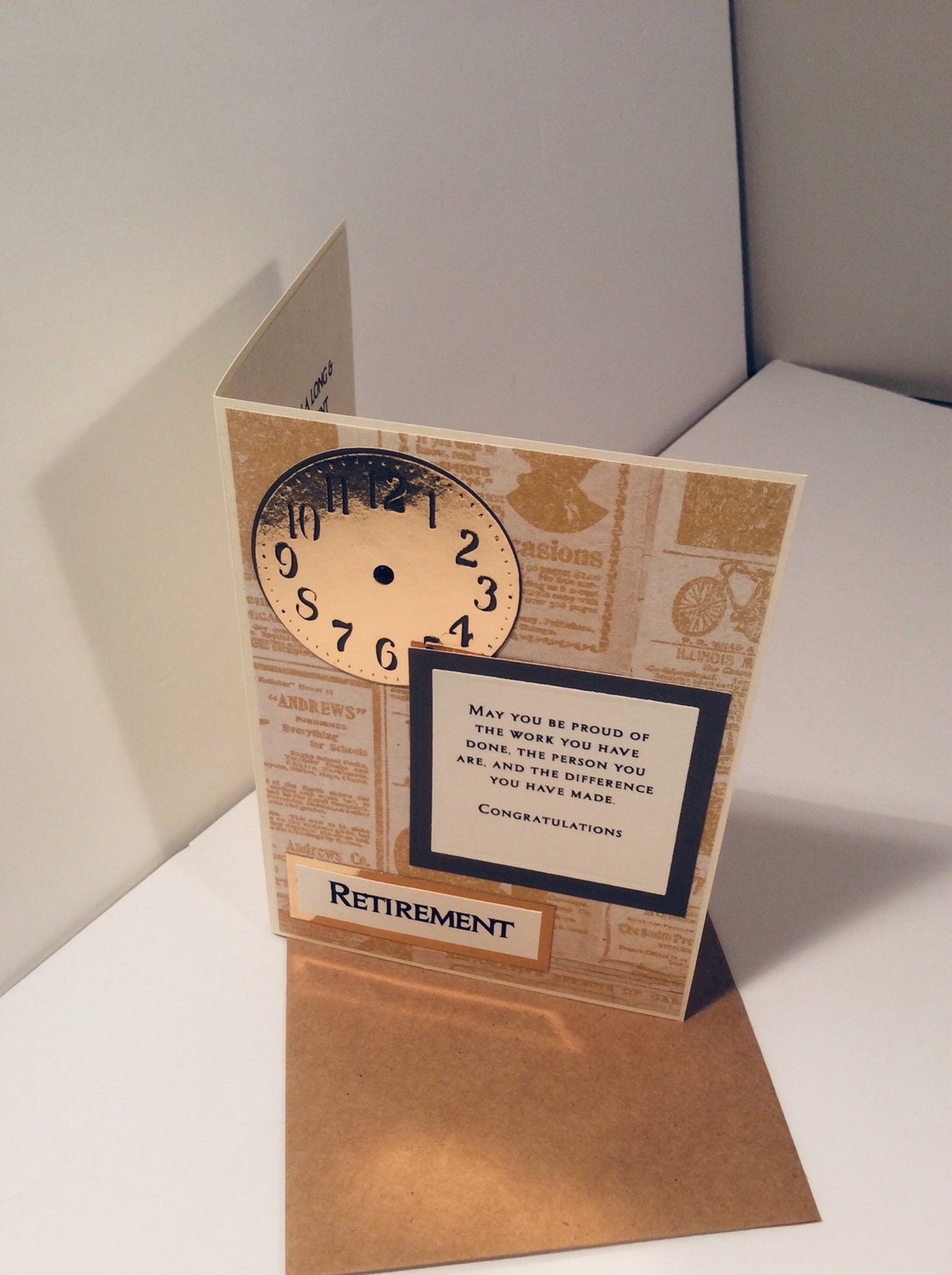 Gold Watch/clock Retirement Card | Etsy