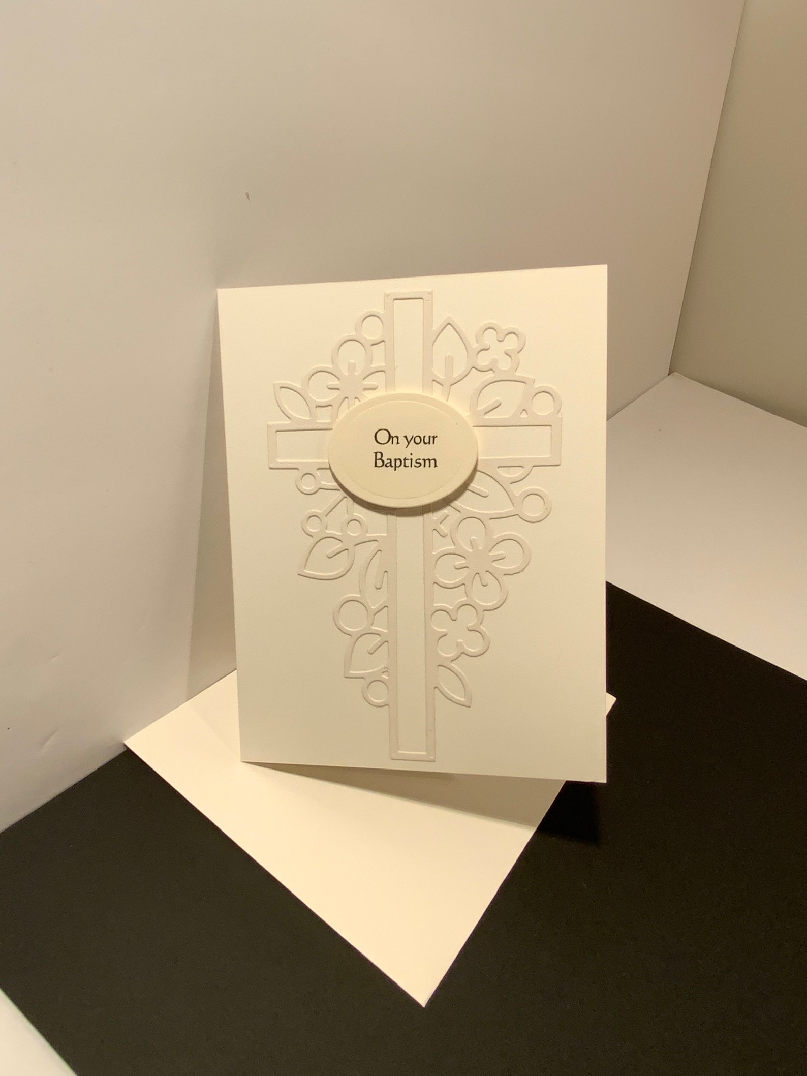 Ivory on Ivory Floral Die Cut Cross Multi Purpose Blank Card - Etsy