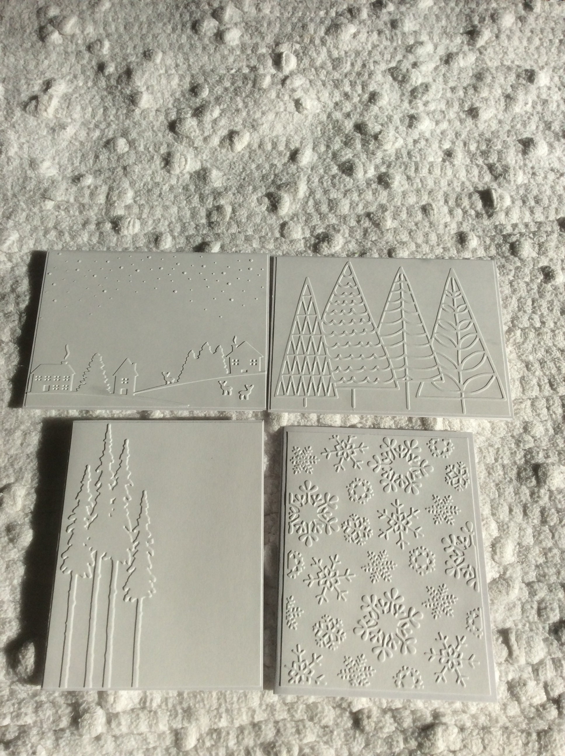 Pure White on White Embossed Minimalist Christmas Card Set | Etsy