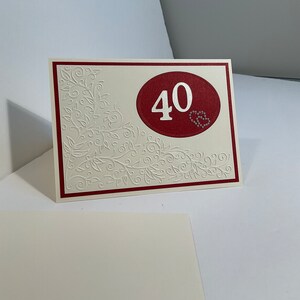 40th (traditional Symbol Ruby) Floral Embossed Anniversary Card - Etsy