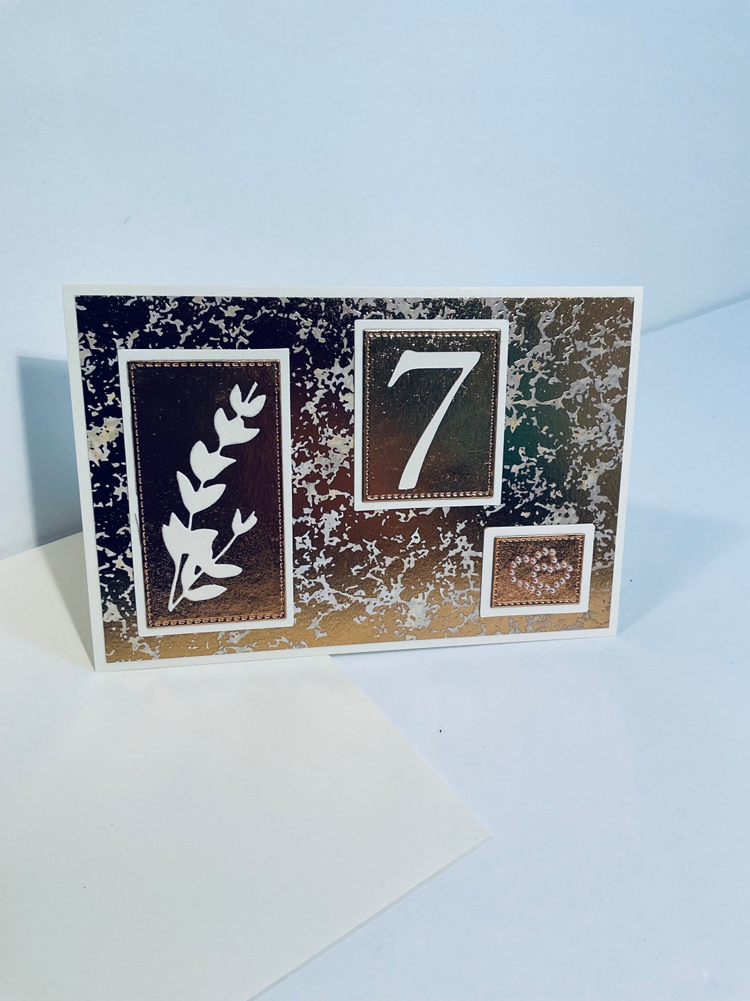 7th (traditional Symbol Copper) Mercury Glass Finish Anniversary Card ...