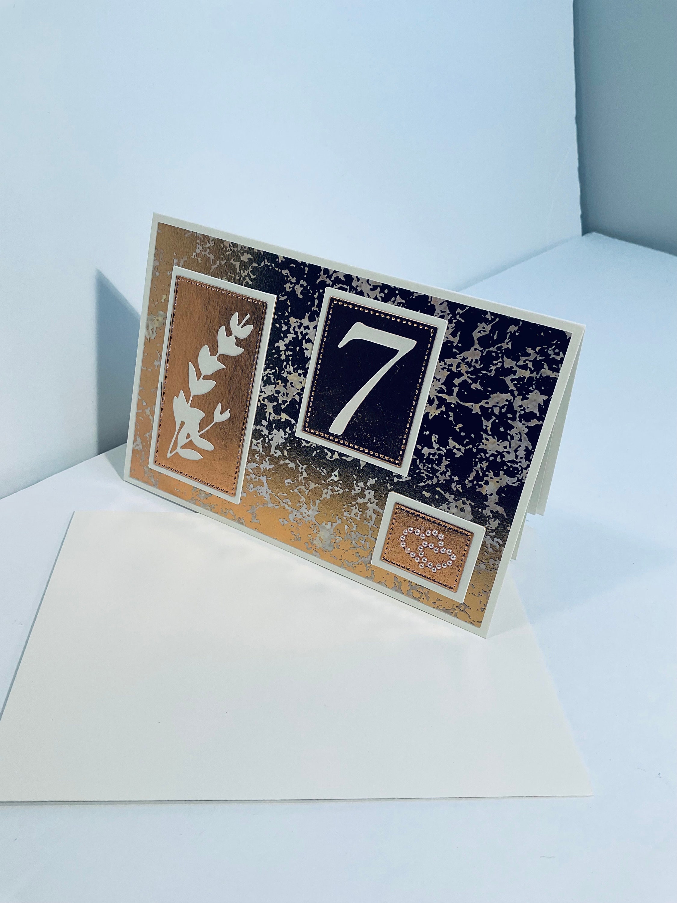 7th (traditional Symbol Copper) Mercury Glass Finish Anniversary Card ...