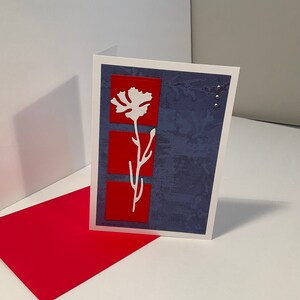 Red, White and Blue Floral Blank or Personalizable Note Card - Etsy