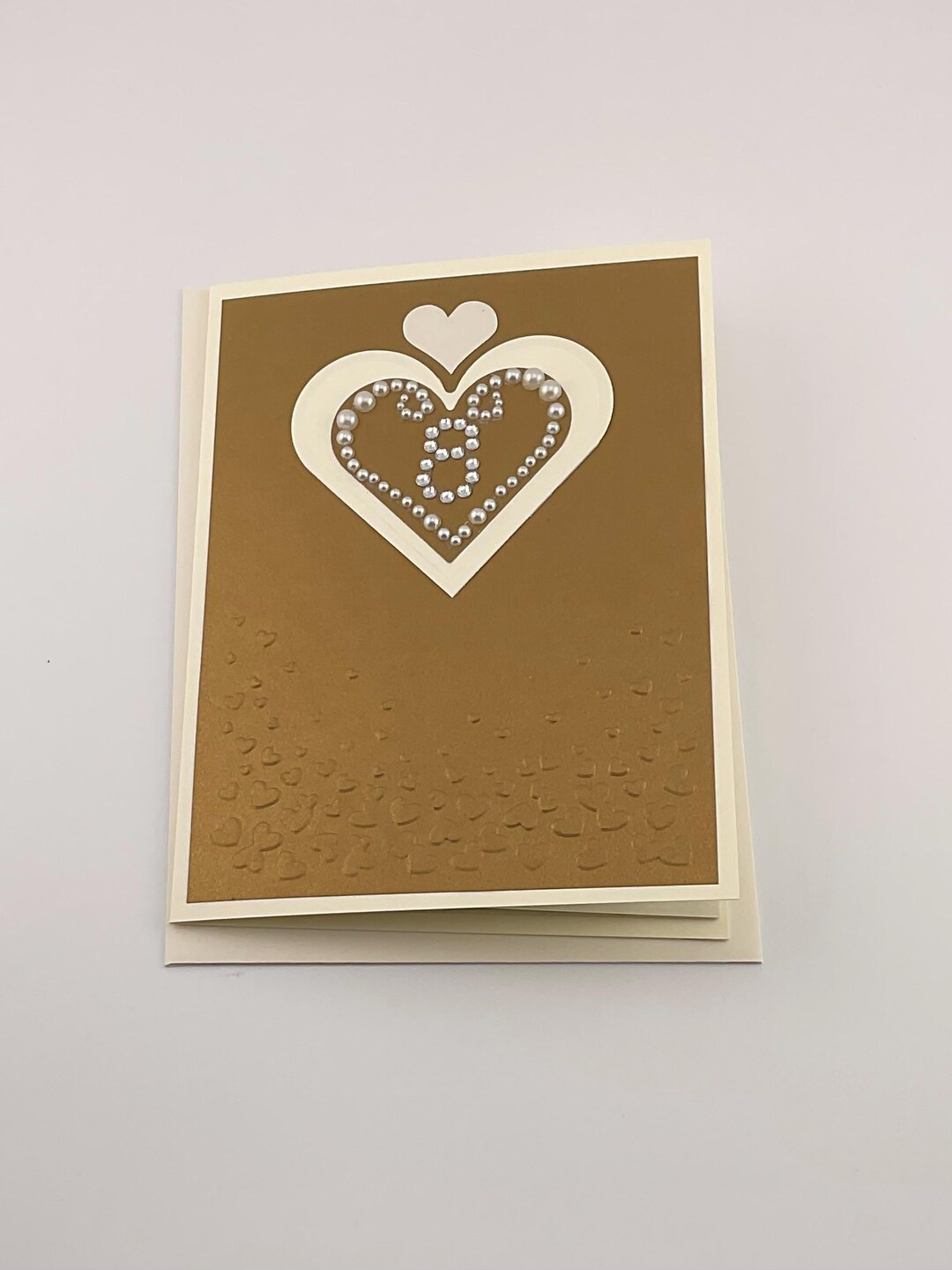 8th (traditional Symbol Bronze) Heart Embossed Blank Anniversary Card ...