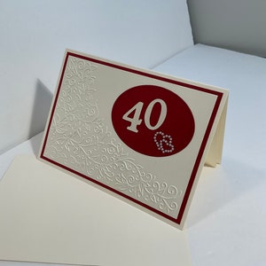 40th (traditional Symbol Ruby) Floral Embossed Anniversary Card - Etsy