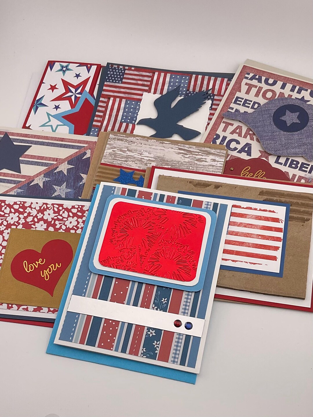 Patriotic/red, White & Blue Blank 8-card Assortment - Etsy