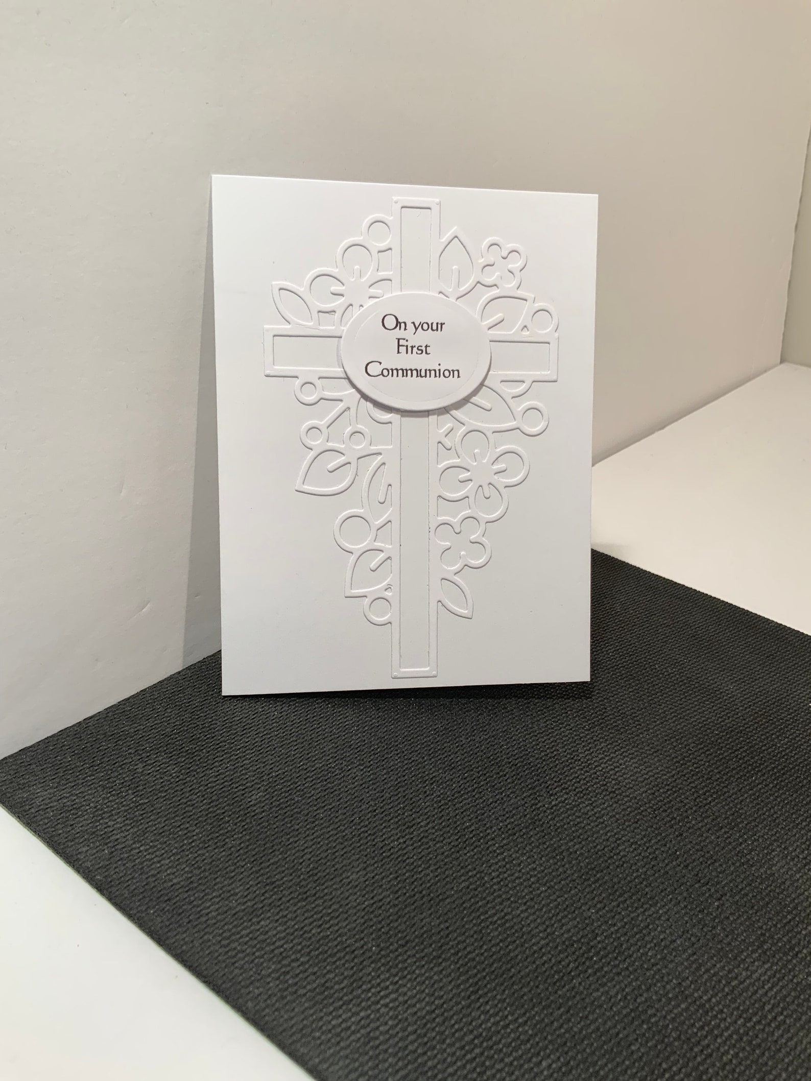 White on White Floral Die Cut Cross Multi Purpose Blank or ...
