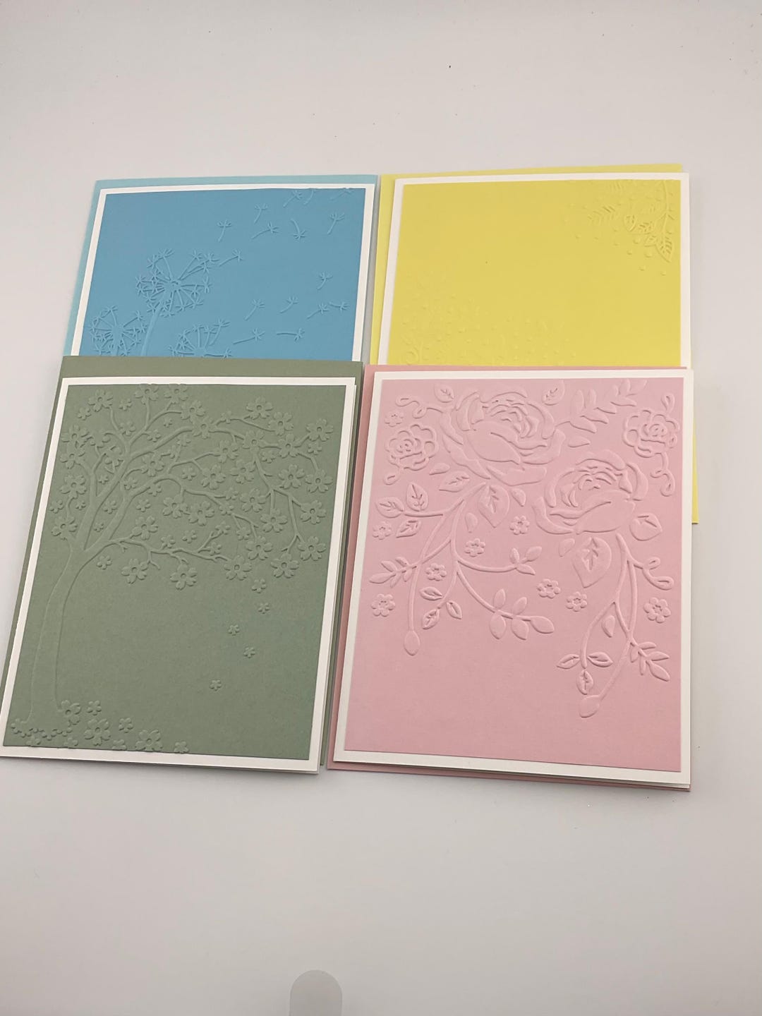 Embossed Pastel Blank Notecards: Set of 4 - Etsy