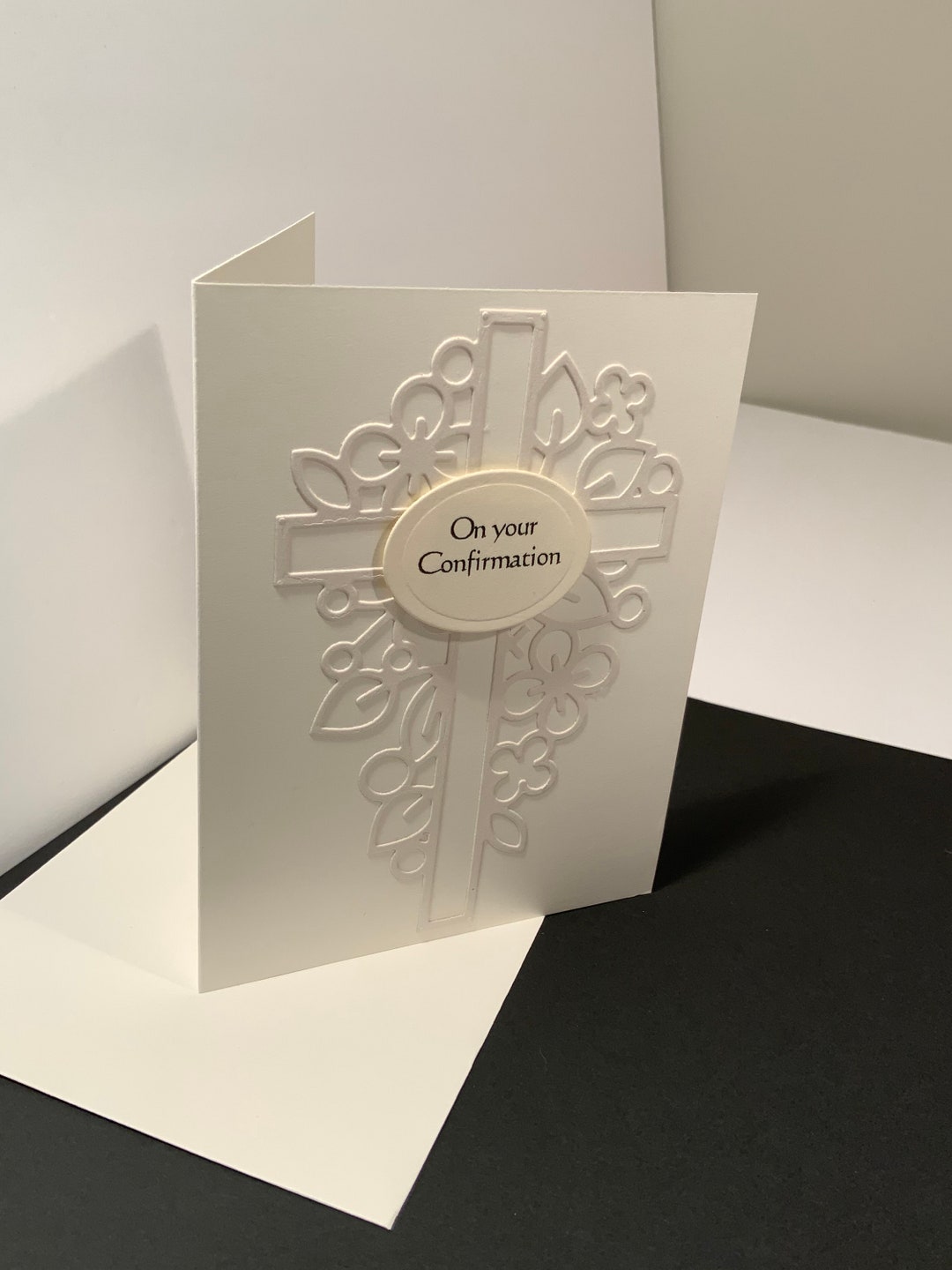 Ivory on Ivory Floral Die Cut Cross Multi Purpose Blank Card - Etsy