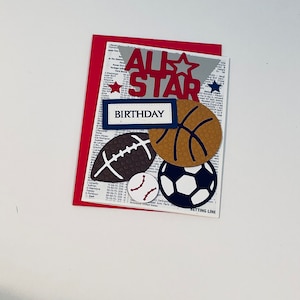 Sports Theme All Star Birthday Card - Etsy