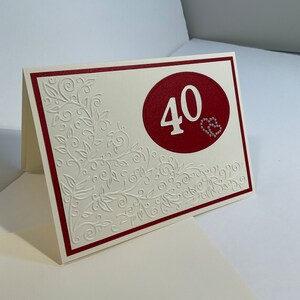 40th (traditional Symbol Ruby) Floral Embossed Anniversary Card - Etsy