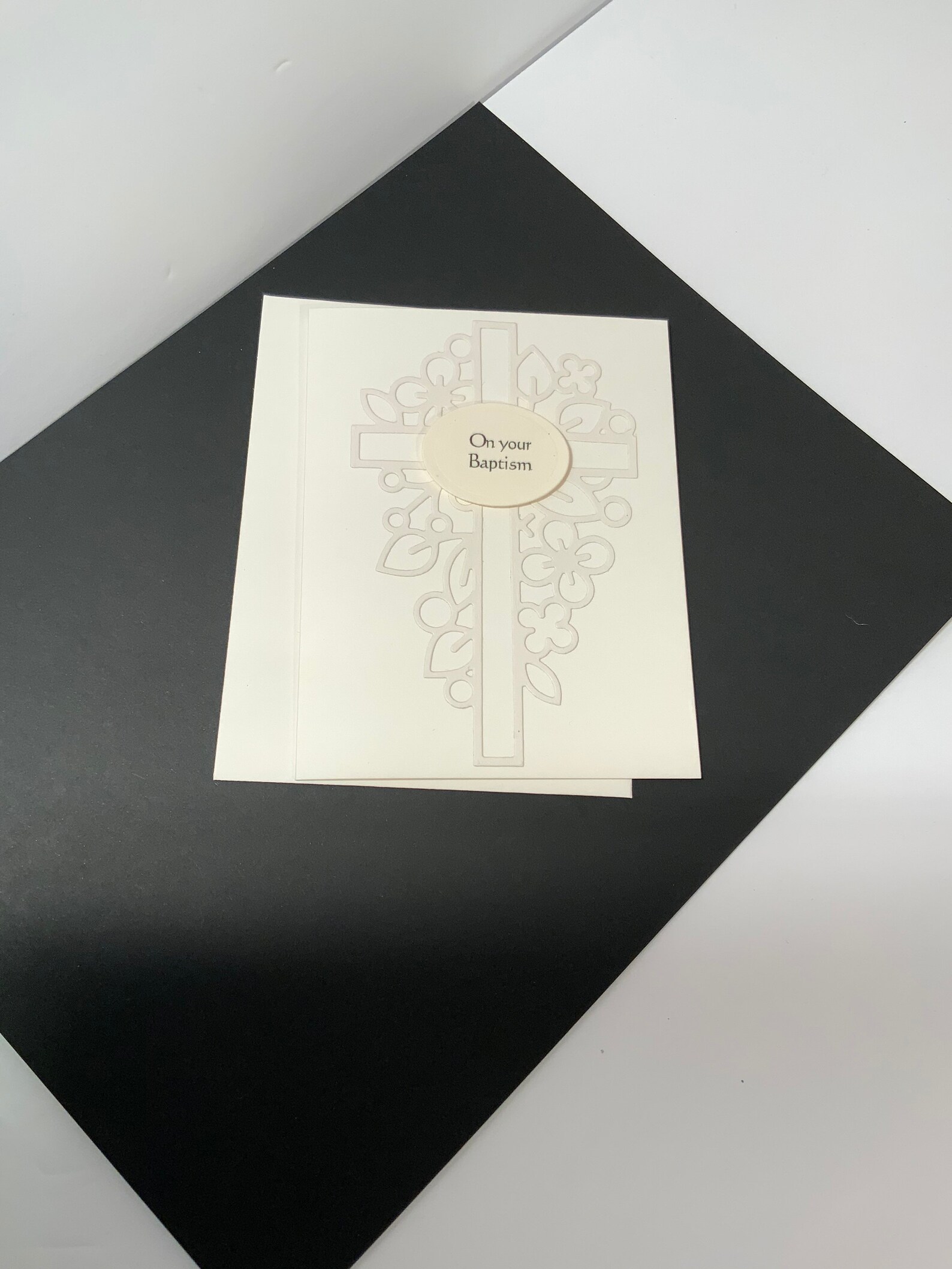 Ivory on Ivory Floral Die Cut Cross Multi Purpose Blank Card - Etsy