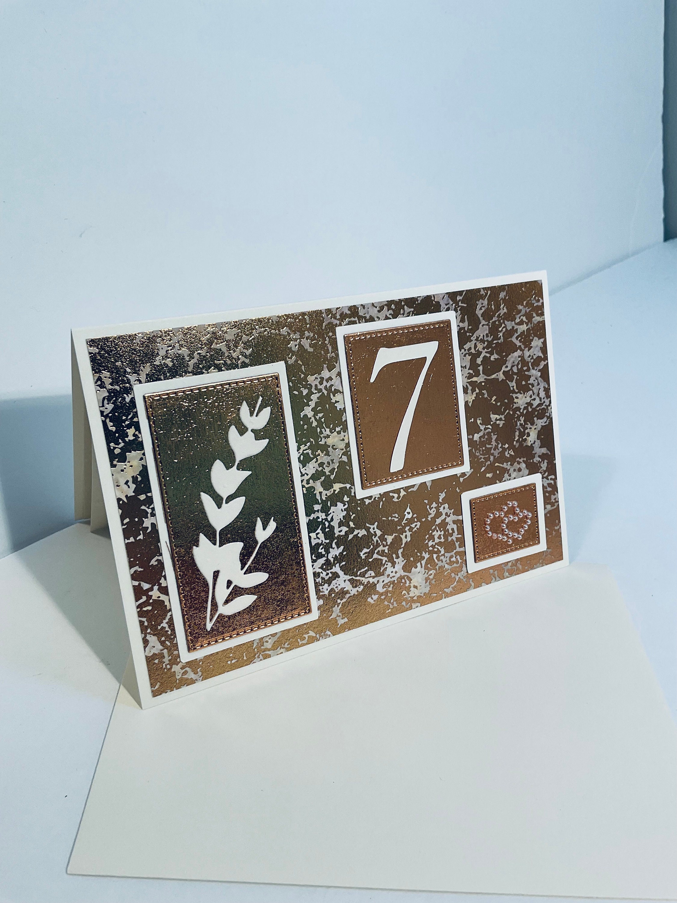7th (traditional Symbol Copper) Mercury Glass Finish Anniversary Card ...