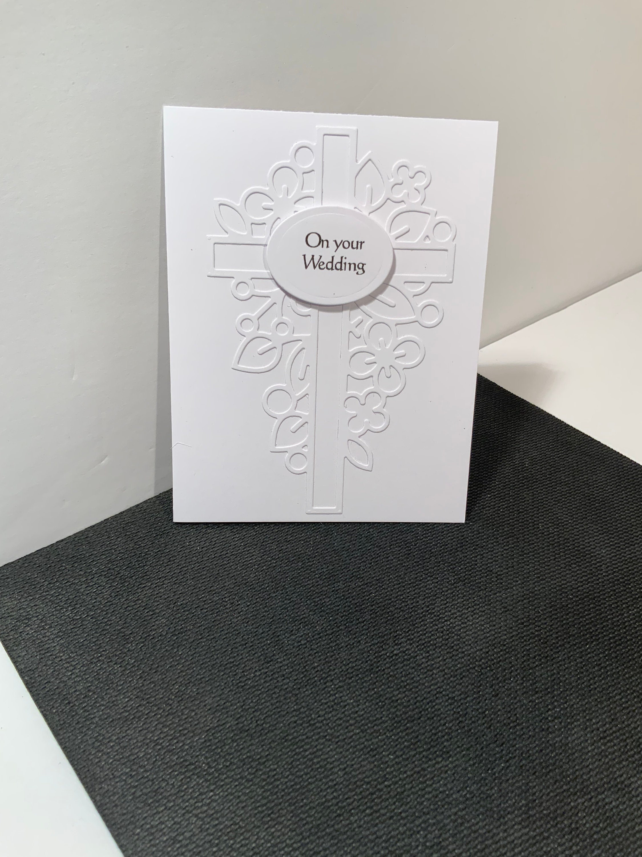 White on White Floral Die Cut Cross Multi Purpose Blank or ...