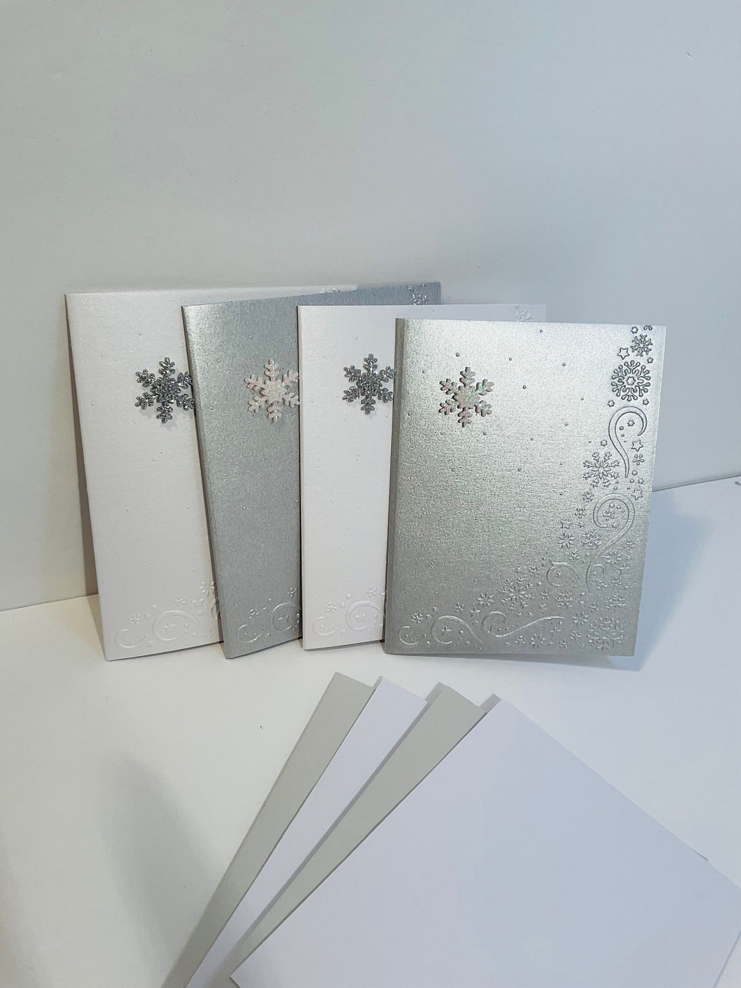 Satin Finish Snowflake Embossed Holiday Card Set - Etsy