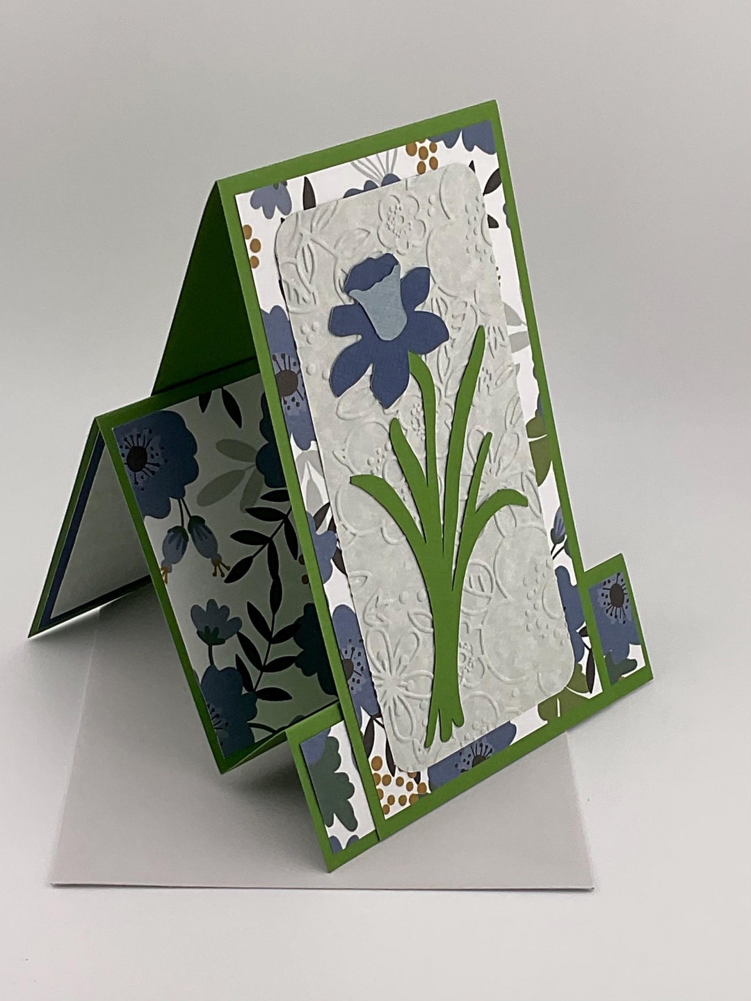 Floral Themed Center Step Blank Card - Etsy