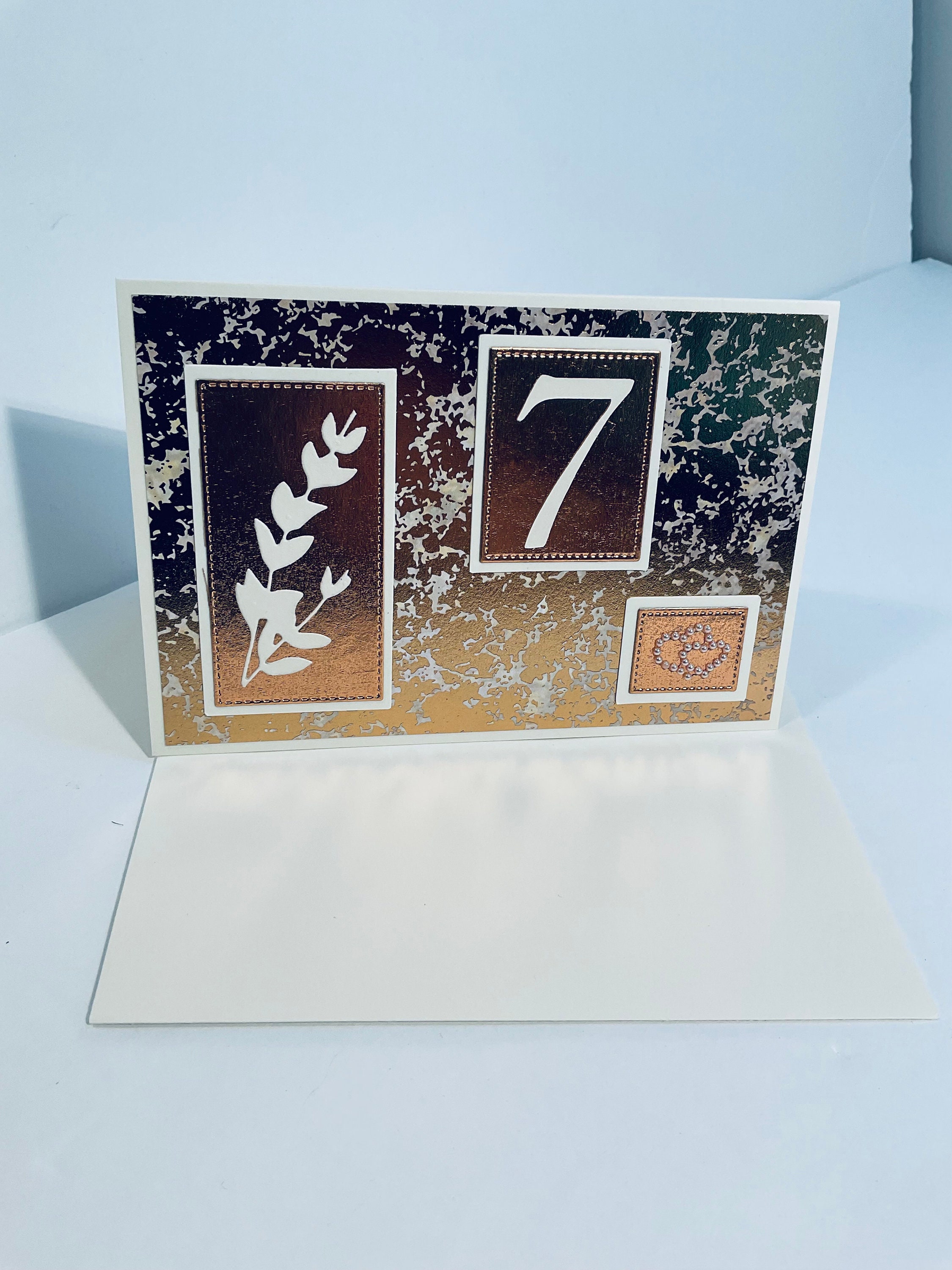 7th (traditional Symbol Copper) Mercury Glass Finish Anniversary Card ...