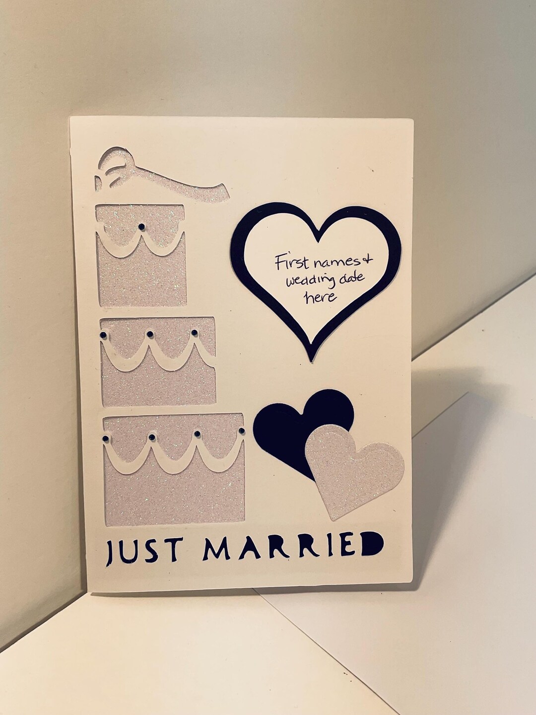 Cut Out Wedding Cake Name and Date Personalizable Card - Etsy