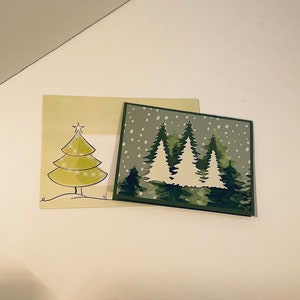 Watercolor Dimensional Tree Design Holiday Card With Matching - Etsy