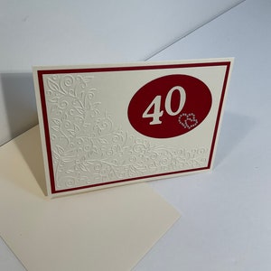 40th (traditional Symbol Ruby) Floral Embossed Anniversary Card - Etsy