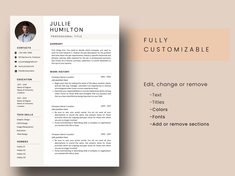5-page CV With Cover Letter Digital CV CV Template Word Uk - Etsy