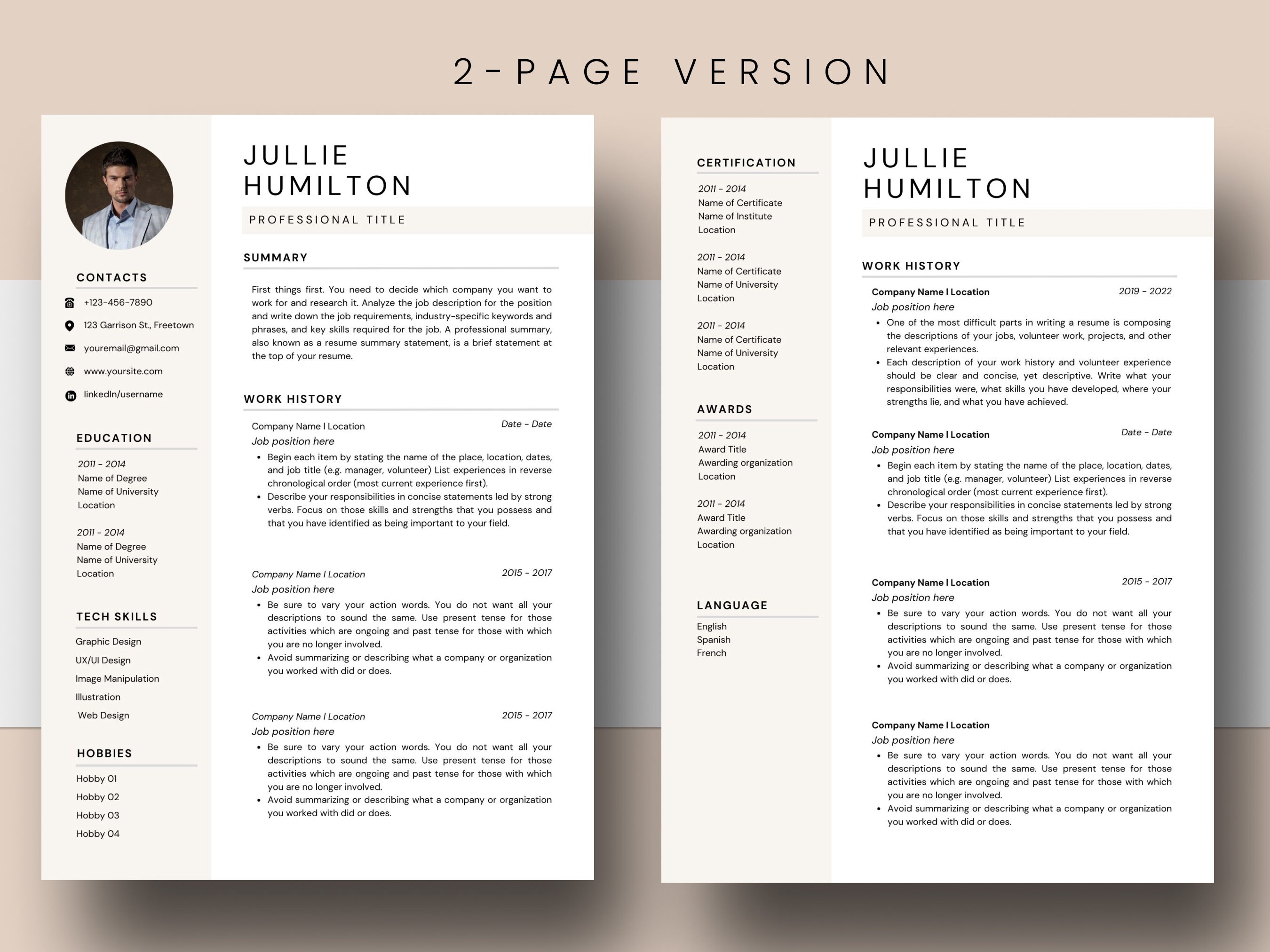 5-page CV With Cover Letter Digital CV CV Template Word Uk - Etsy