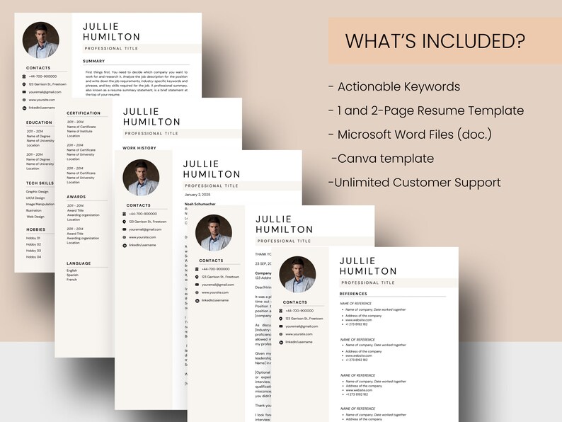 5-page CV With Cover Letter Digital CV CV Template Word Uk - Etsy