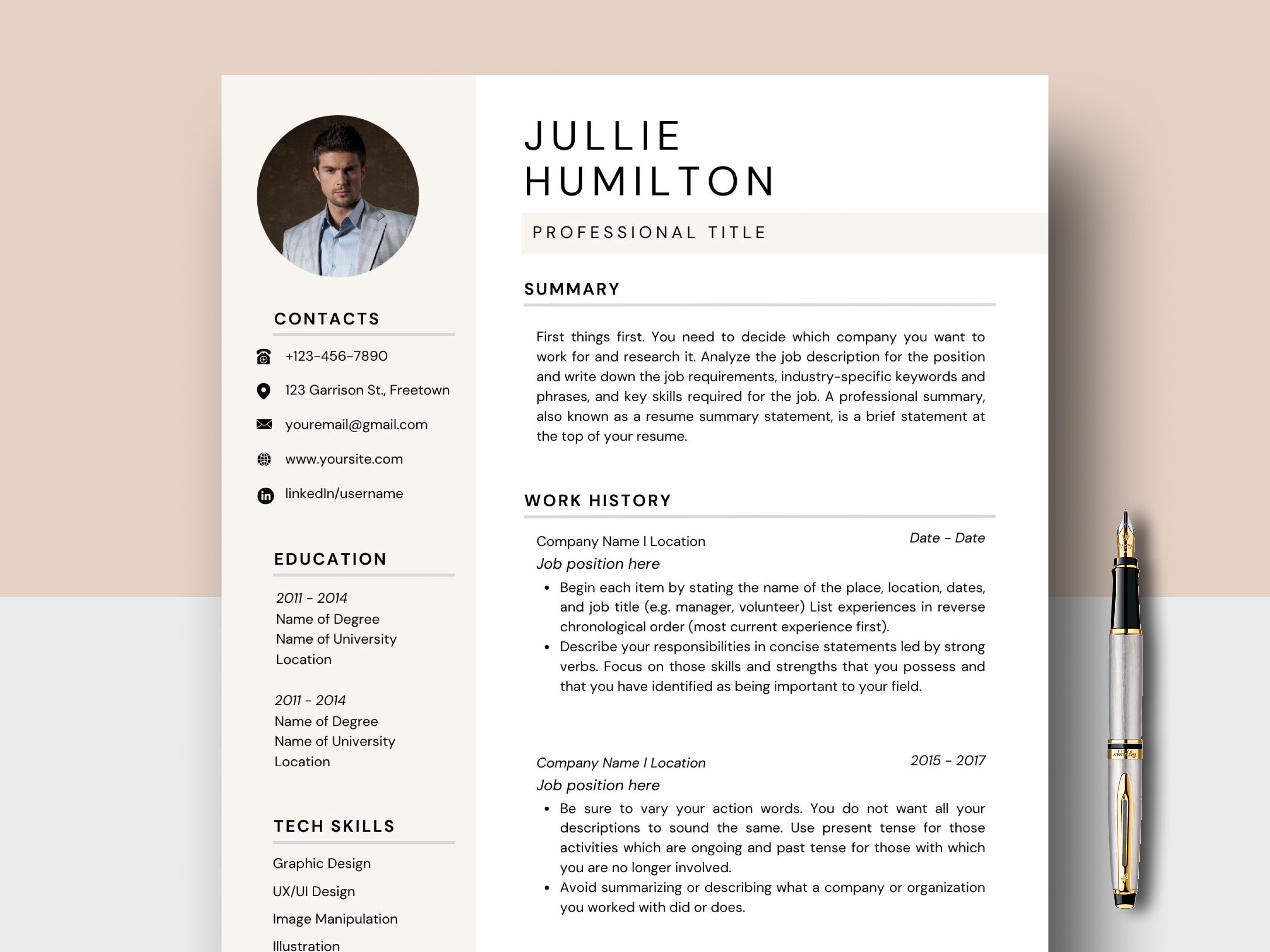 5-page CV With Cover Letter Digital CV CV Template Word Uk - Etsy