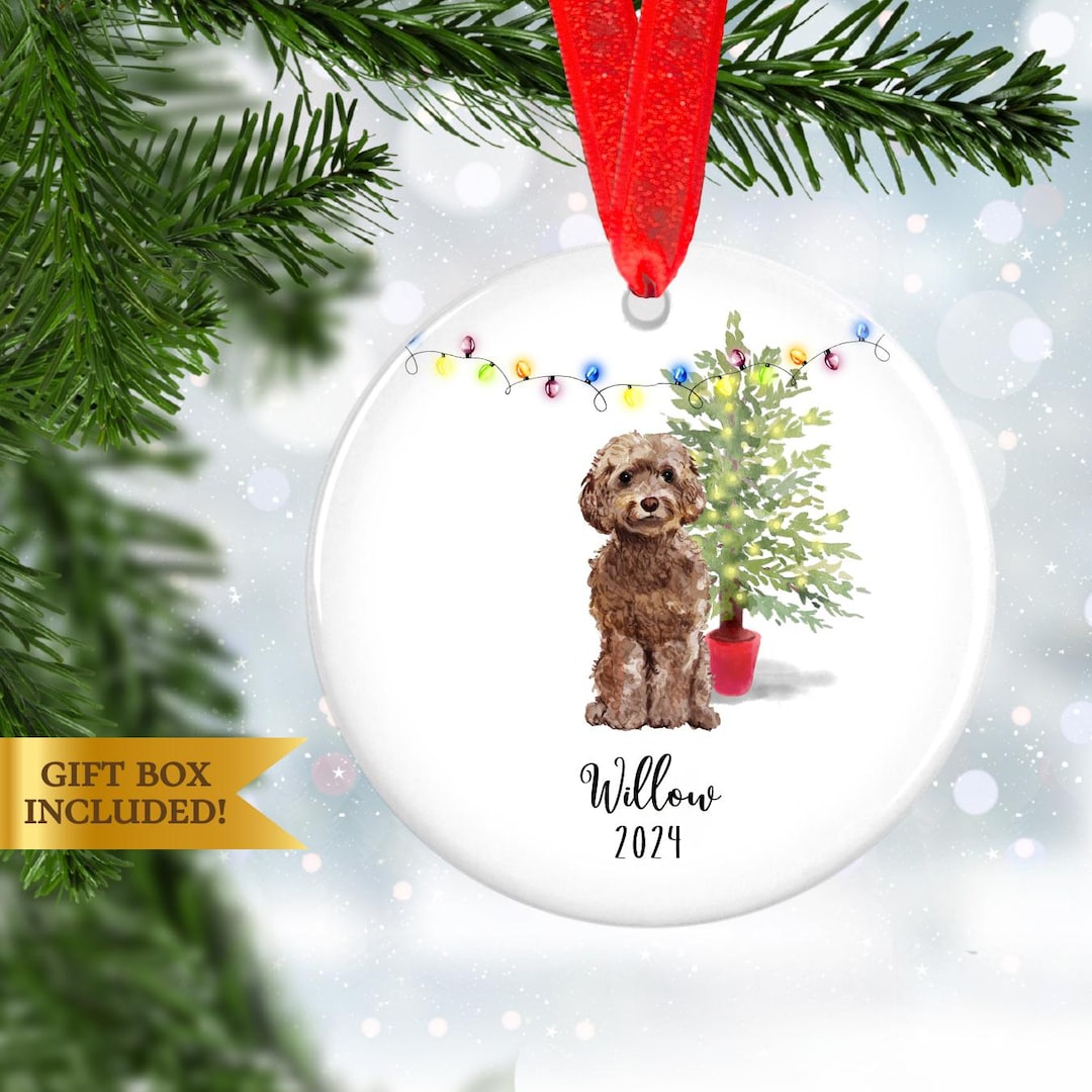 Personalized Cockapoo Ornament, Dark Brown Cockapoo Dog Christmas ...
