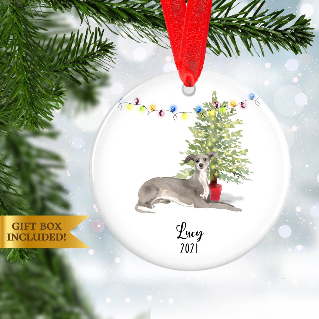 Italian Greyhound Christmas Ornament, Personalized Gray Italian ...