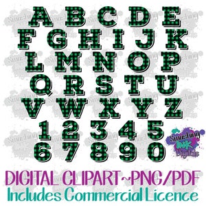 Green Buffalo Plaid Printable Alphabet/png Alphabet Set/printable ...