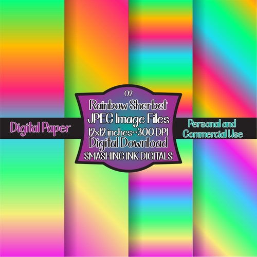 Rainbow Ombre Digital Paper/ Set of 8 Digital - Etsy