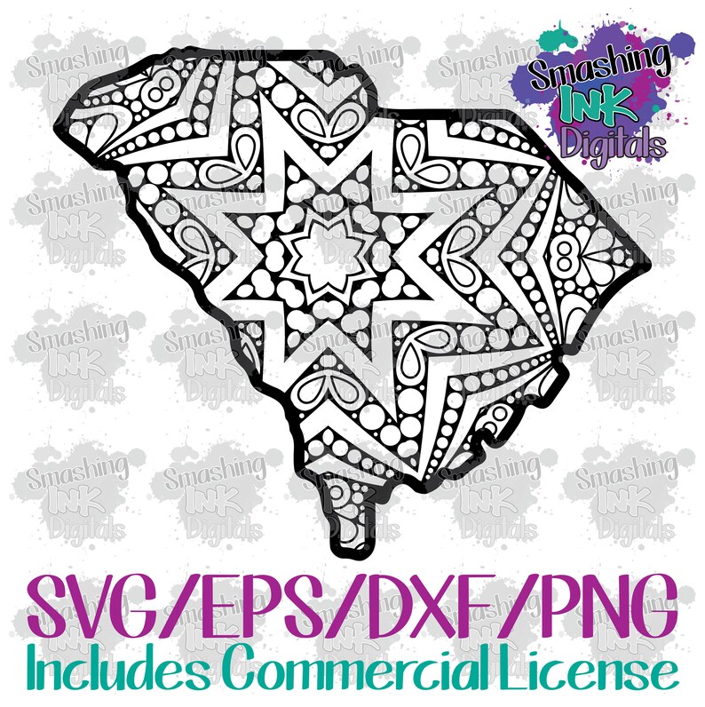 South Carolina State Mandala/svg Cutting File/dxf Cut File/cut - Etsy