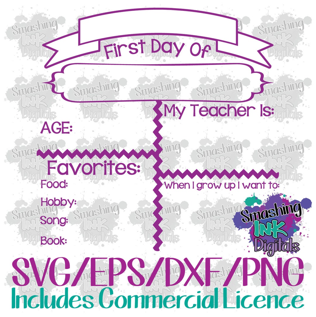 First Day of School Board/svg Cutting File/dxf Cut File/cut File Cricut ...