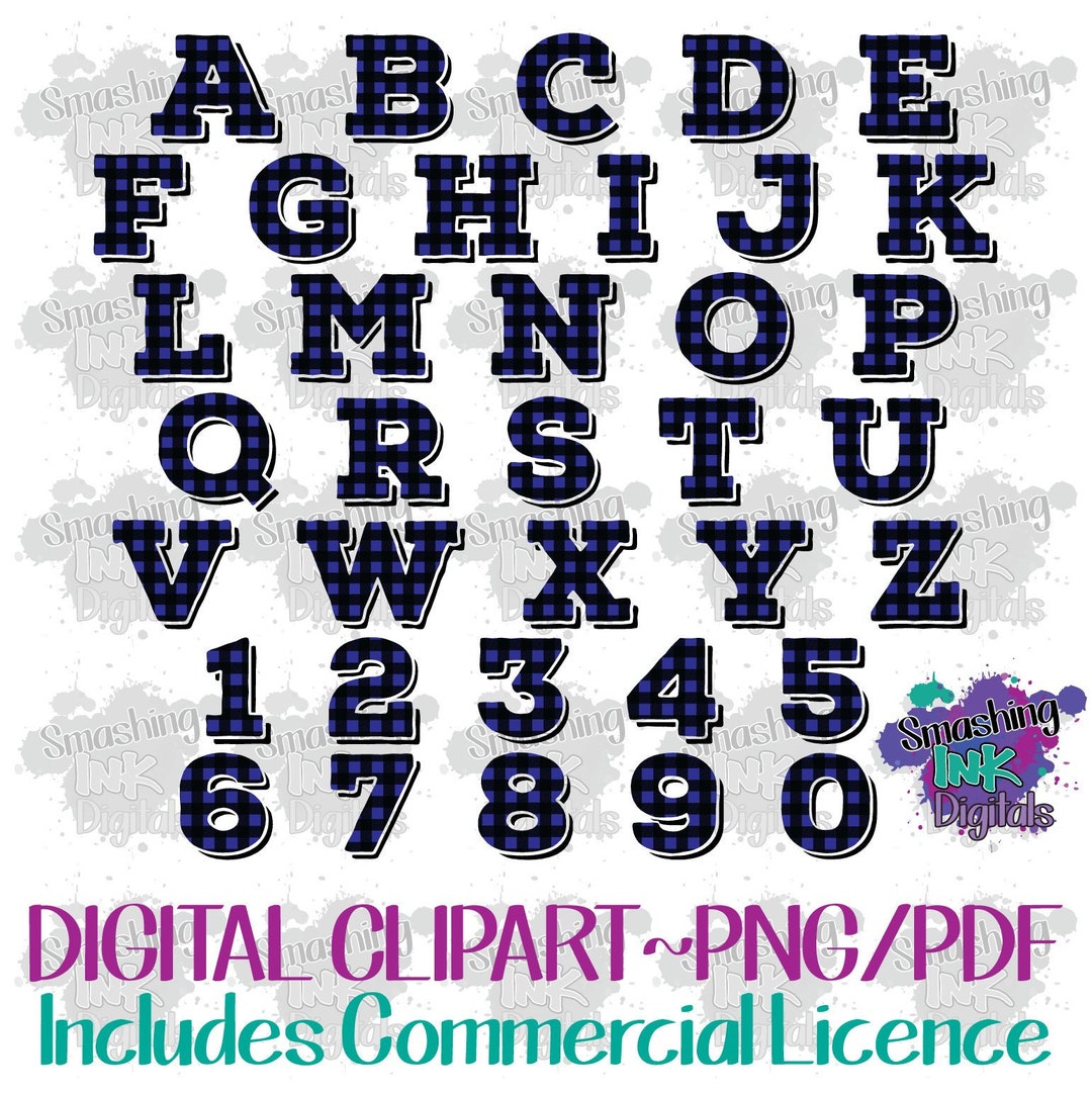 Blue Buffalo Plaid Printable Alphabet/png Alphabet Set/printable ...