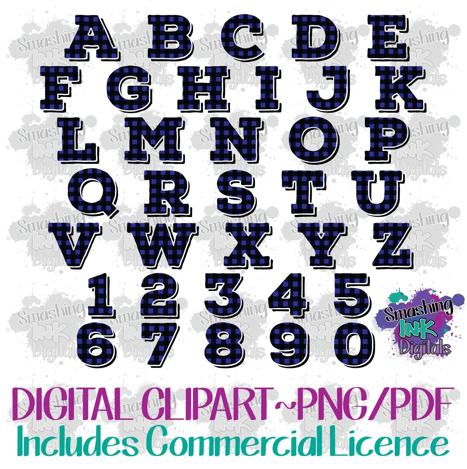 Blue Buffalo Plaid Printable Alphabet/png Alphabet Set/printable ...