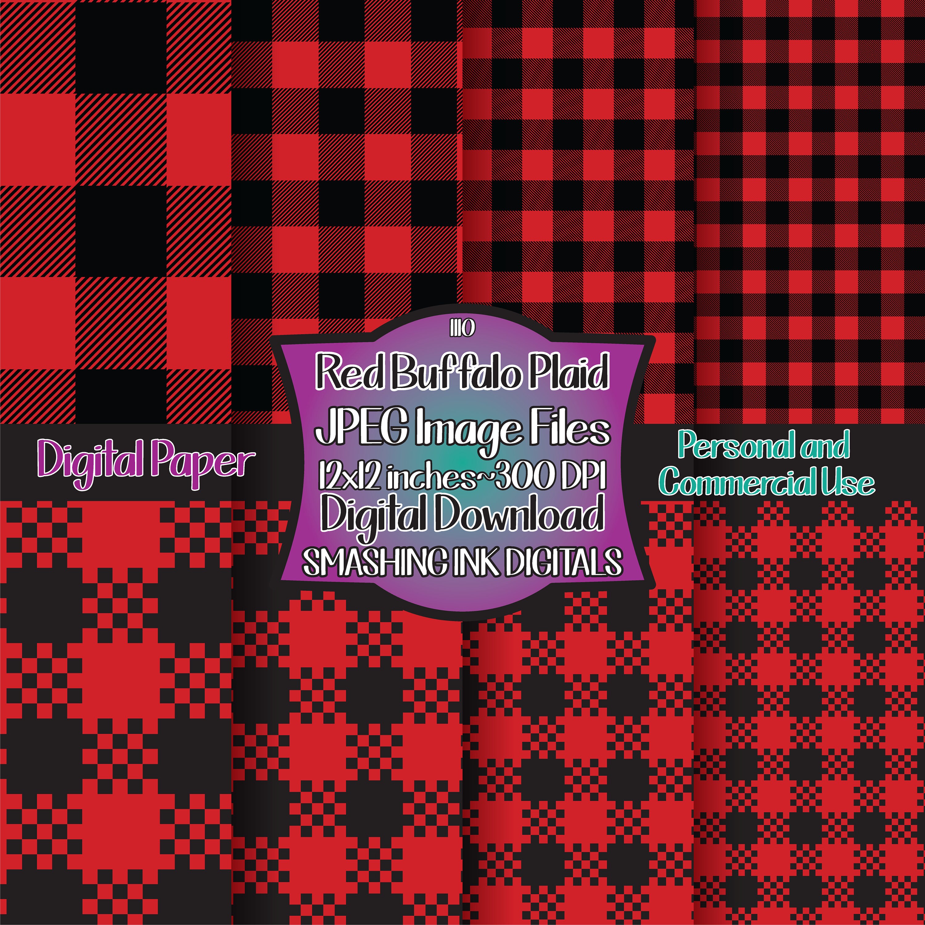 Red Buffalo Plaid Digital Paper/ Set of 8 Digital - Etsy