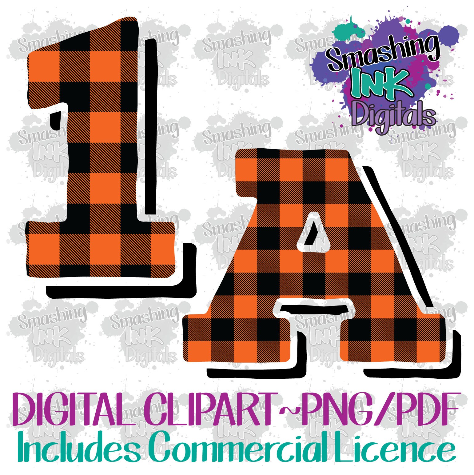 Orange Buffalo Plaid Printable Alphabet/png Alphabet Set/printable ...