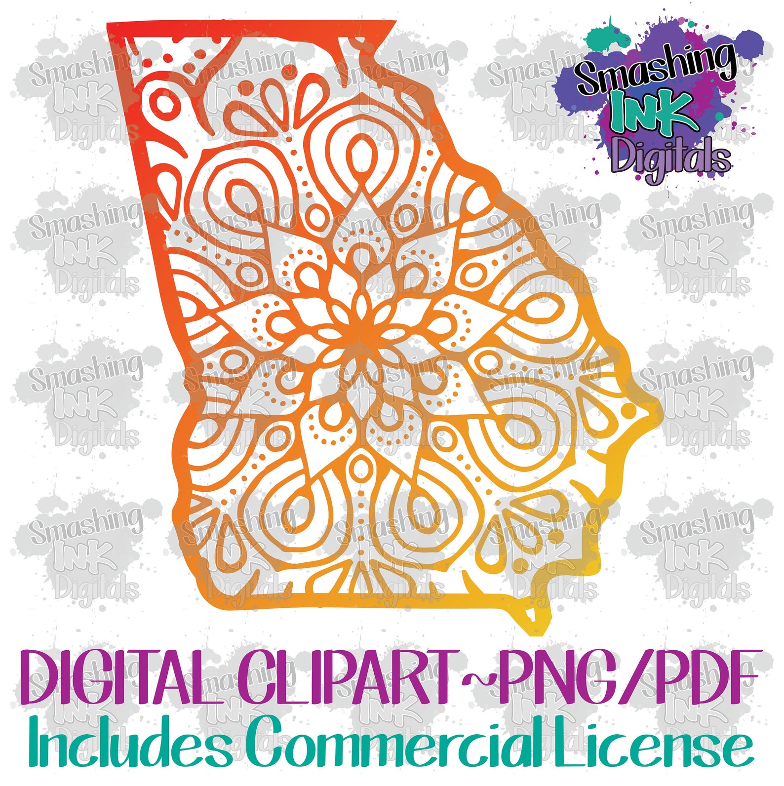 Georgia Mandala Png/full Color Sublimation Design/digital Clipart/png ...