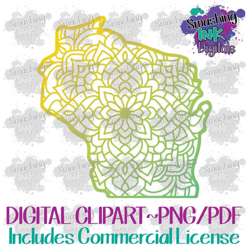 Wisconsin Mandala Png/full Color Sublimation Design/digital Clipart/png ...
