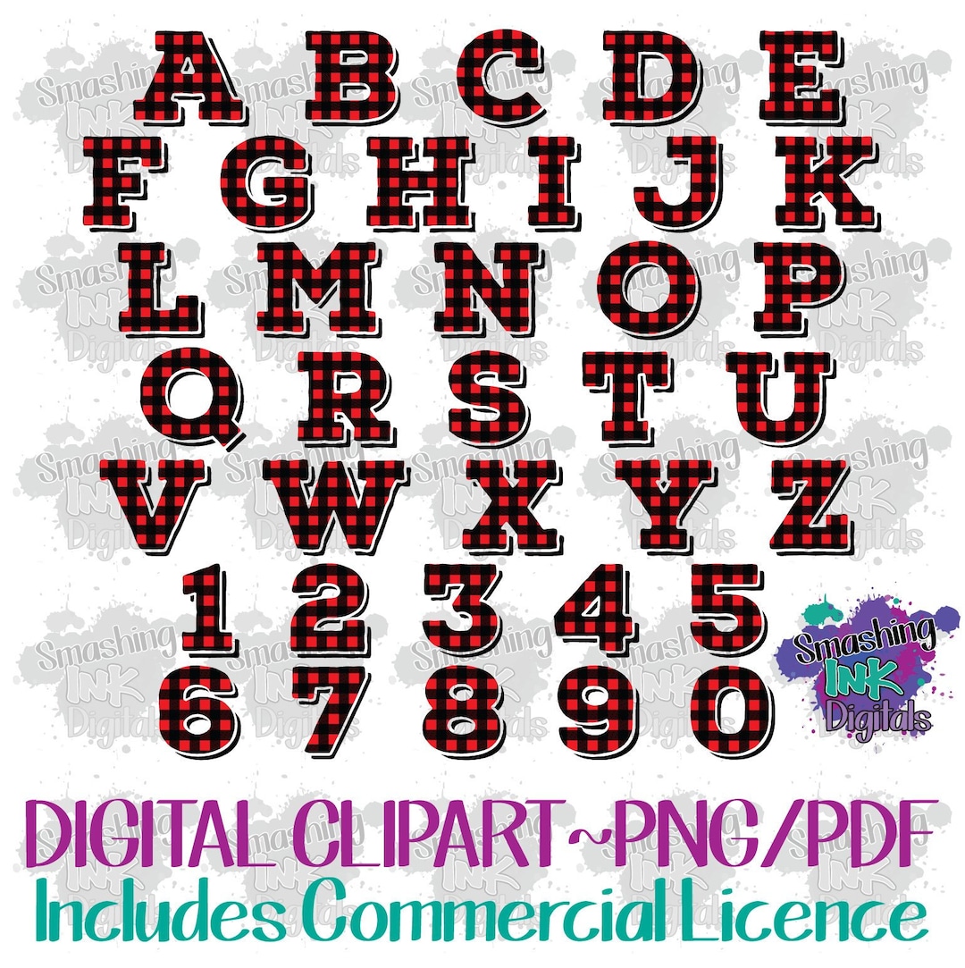 Buffalo Plaid Printable Alphabet/png Alphabet Set/printable Letters ...
