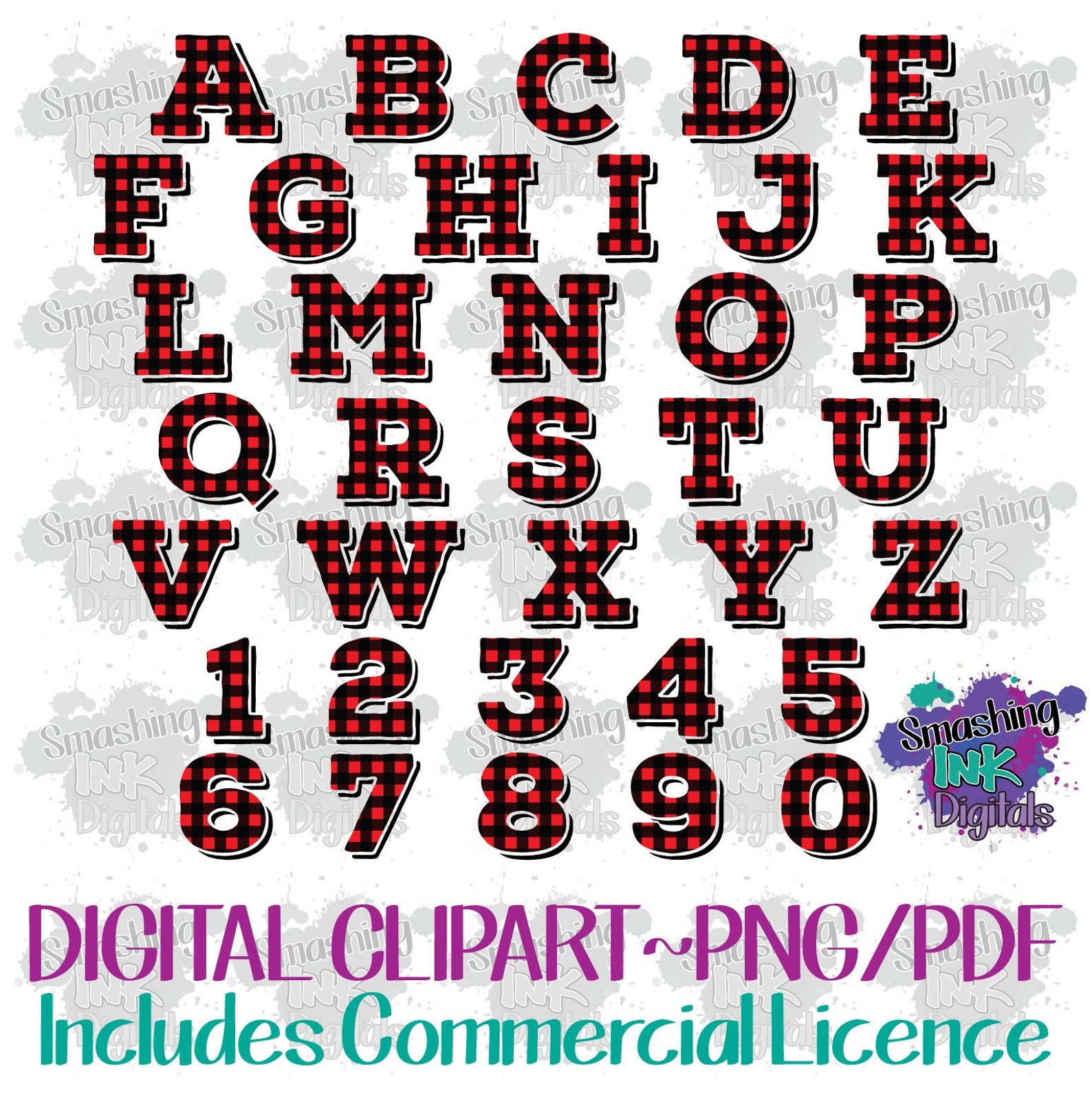 Buffalo Plaid Printable Alphabet/png Alphabet Set/printable Letters ...