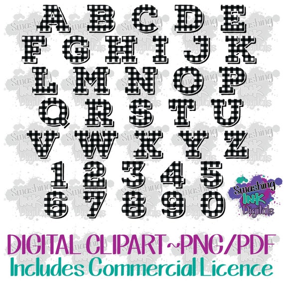 White Buffalo Plaid Printable Alphabet/PNG Alphabet | Etsy