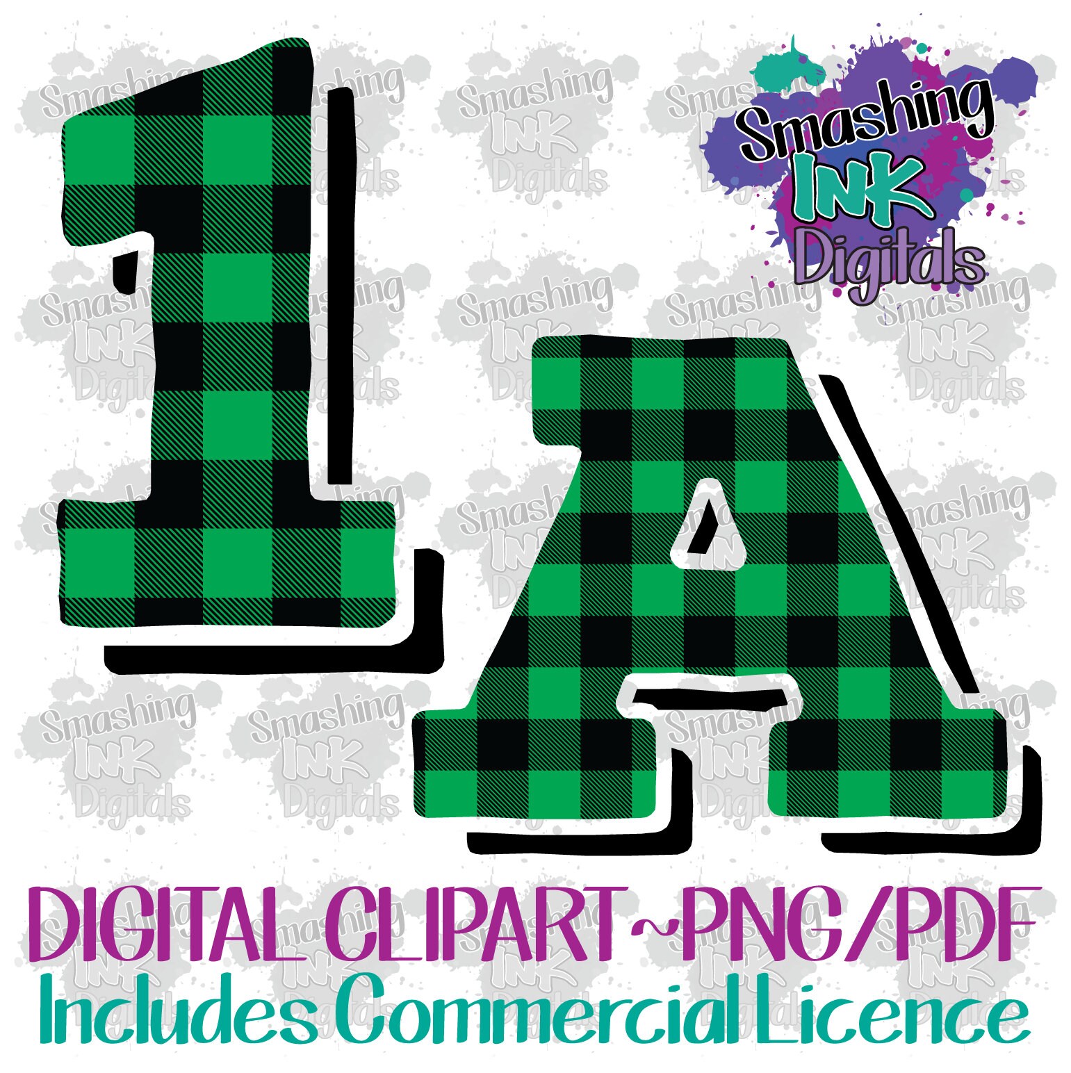 Green Buffalo Plaid Printable Alphabet/png Alphabet - Etsy